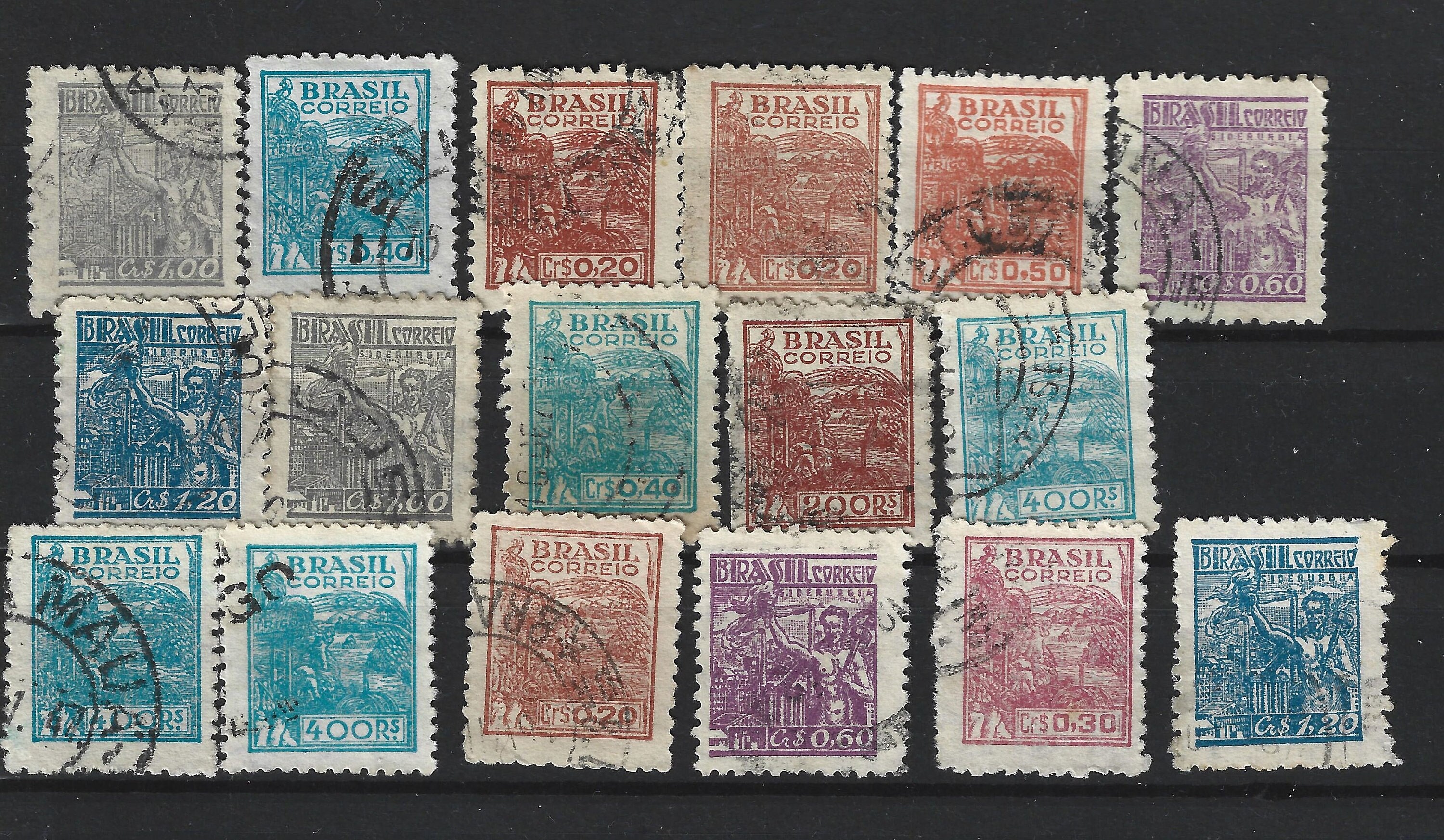 Brazil 1940s Postage Stamps X 17 With an Agriculture Theme. Vintage ...