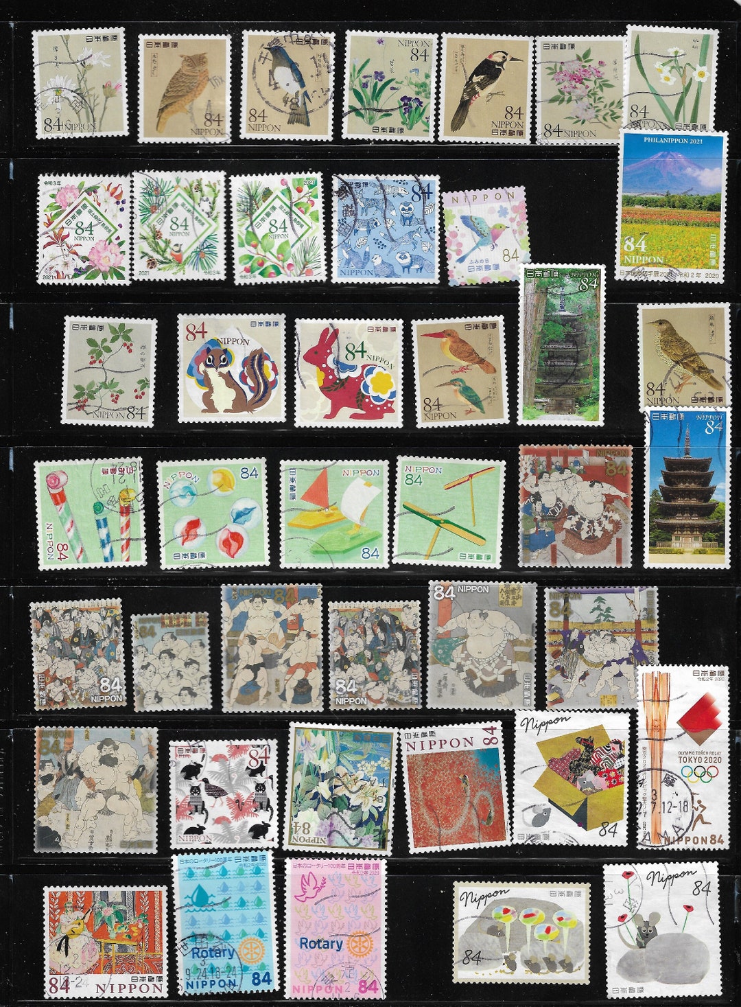 100 Japan 84Y Stamp Collection. Vintage Japanese Postage Stamps From ...