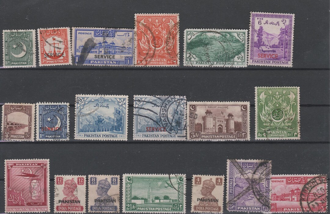 19x Older Pakistan Stamp Collection. Assortment of Rare Stamps (1920s ...