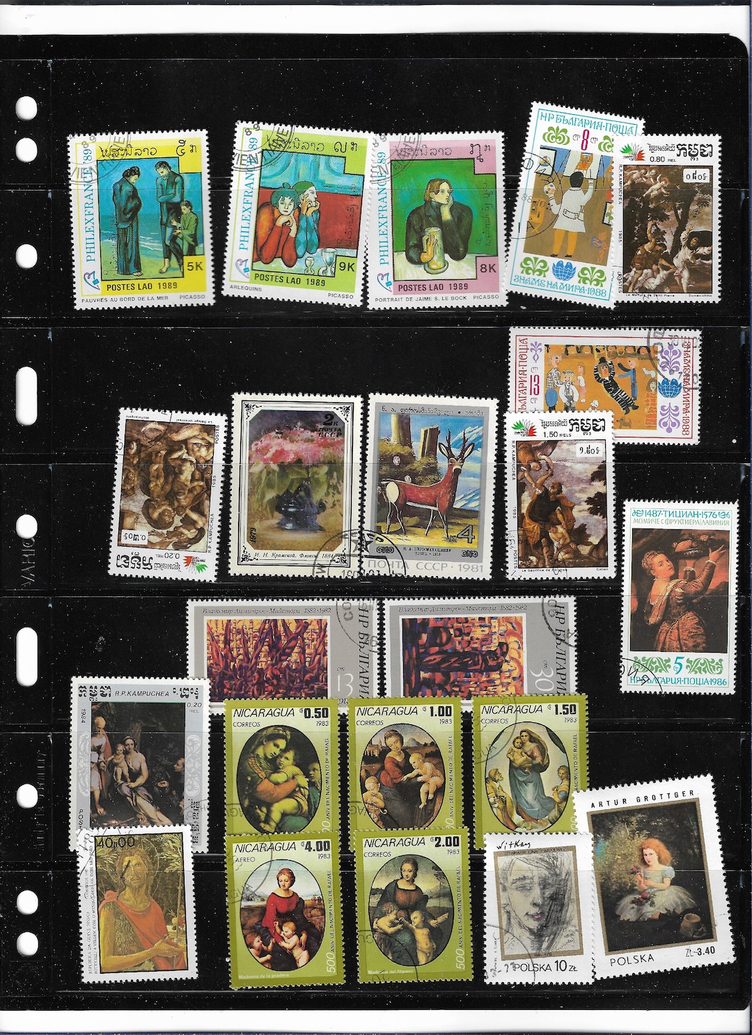 43 Worldwide Art Postage Stamps. Stamp Collection. Artists, Paintings ...