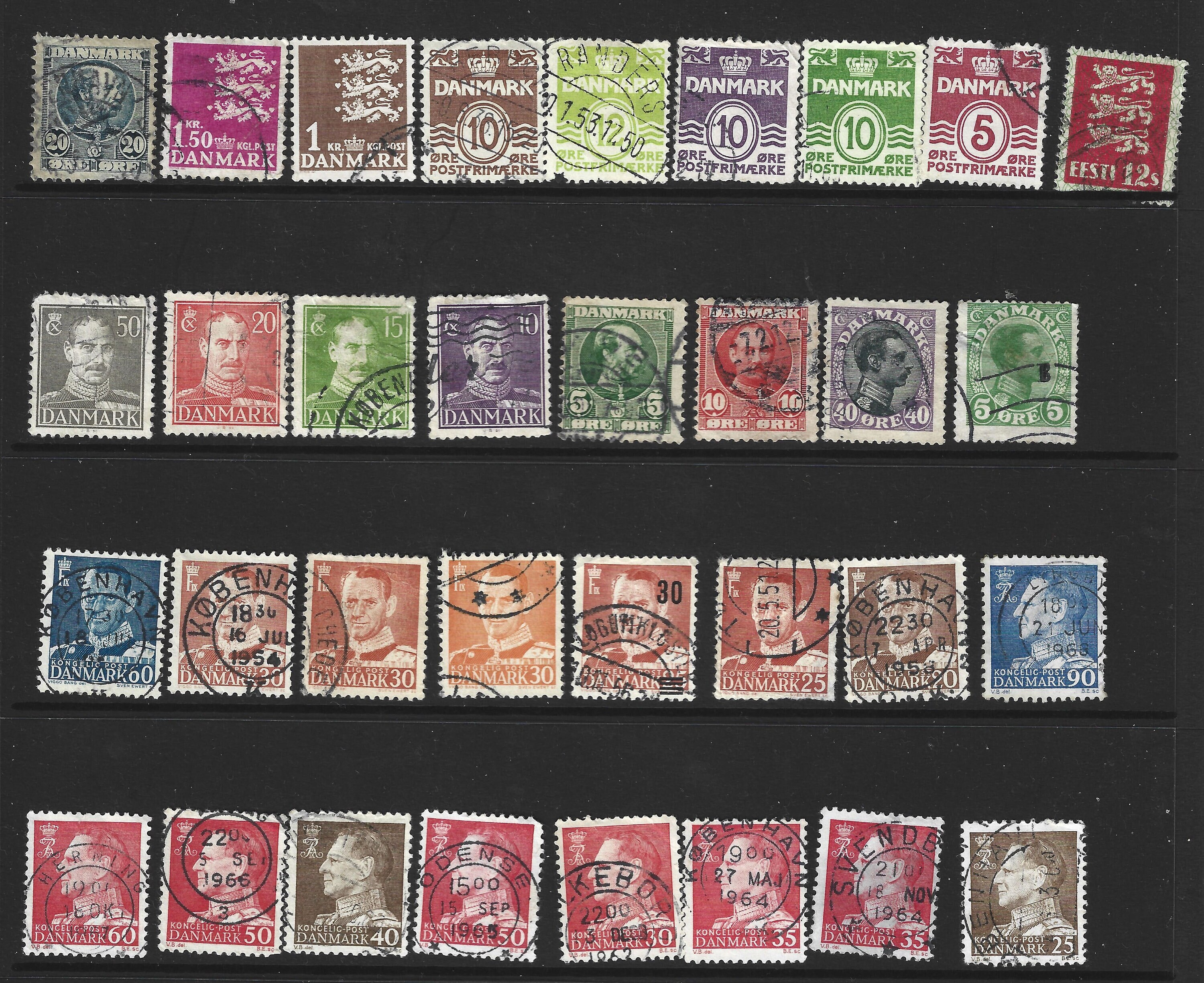 32 Older Danish Postage Stamps From the 1910s-60s. Denmark Stamp ...
