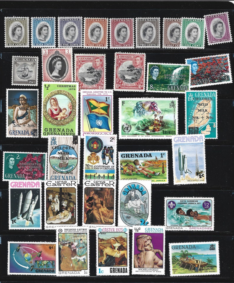 35 X Grenada Postage Stamps. Assortment of Rare Stamps (1940s-80s ...