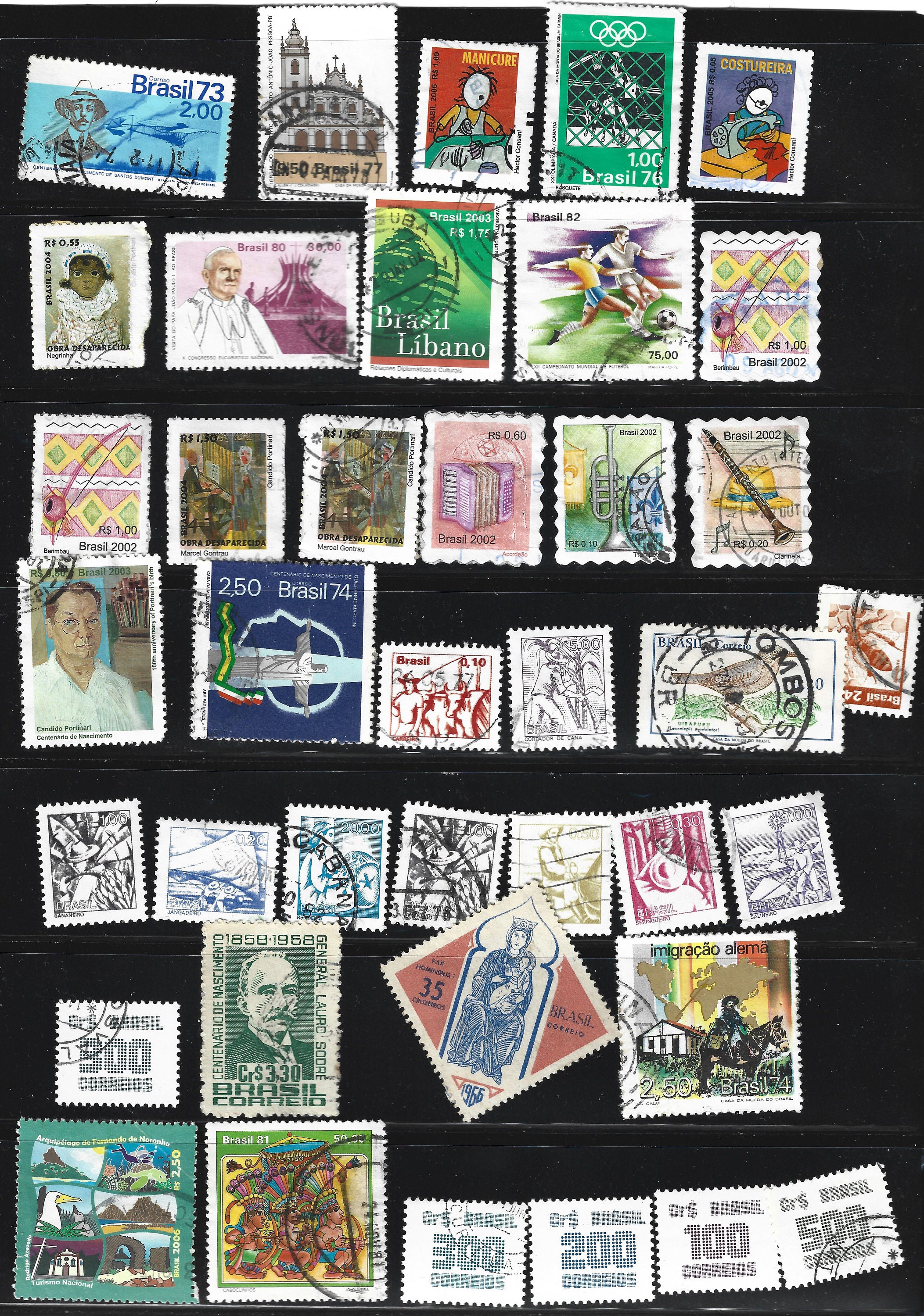 110 Brazil Stamps 1950s-90s. Vintage Brazilian Stamp. South American ...