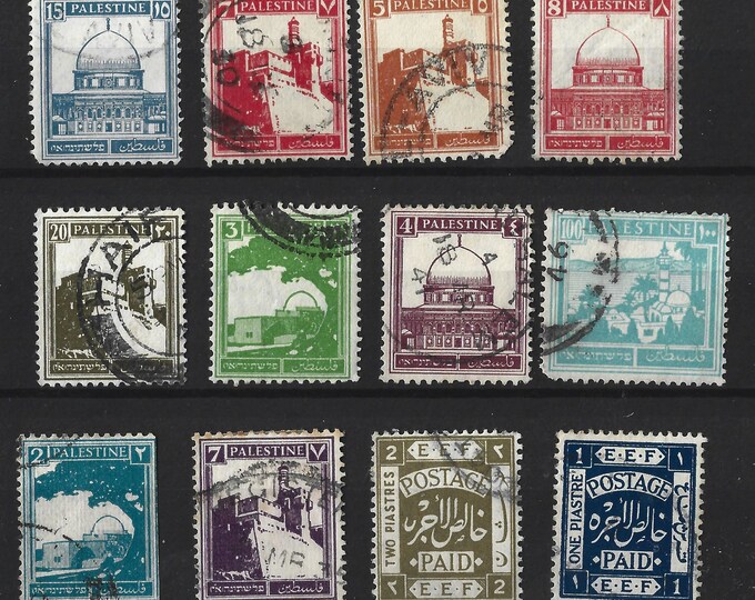 12 1920s Palestine Stamps With an Architecture Theme Including Dome of ...