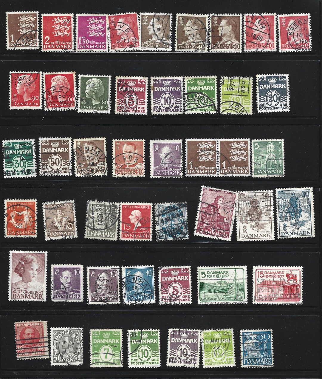 45+ Older Danish Postage Stamps From the 1930s-60s. Denmark Stamp ...
