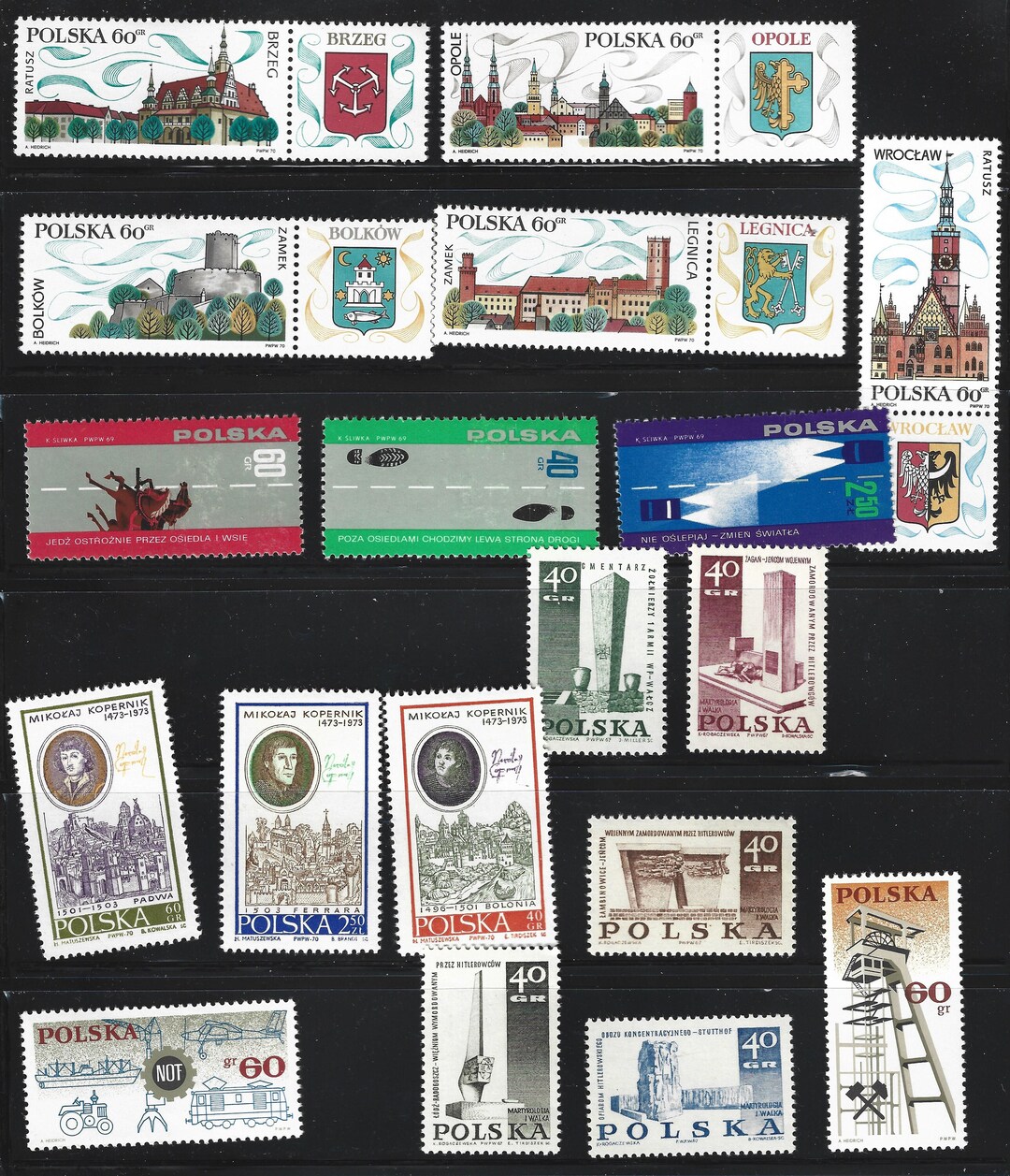 18 Poland Architecture & Urban Stamps. Polish Stamp Collection (1960s ...