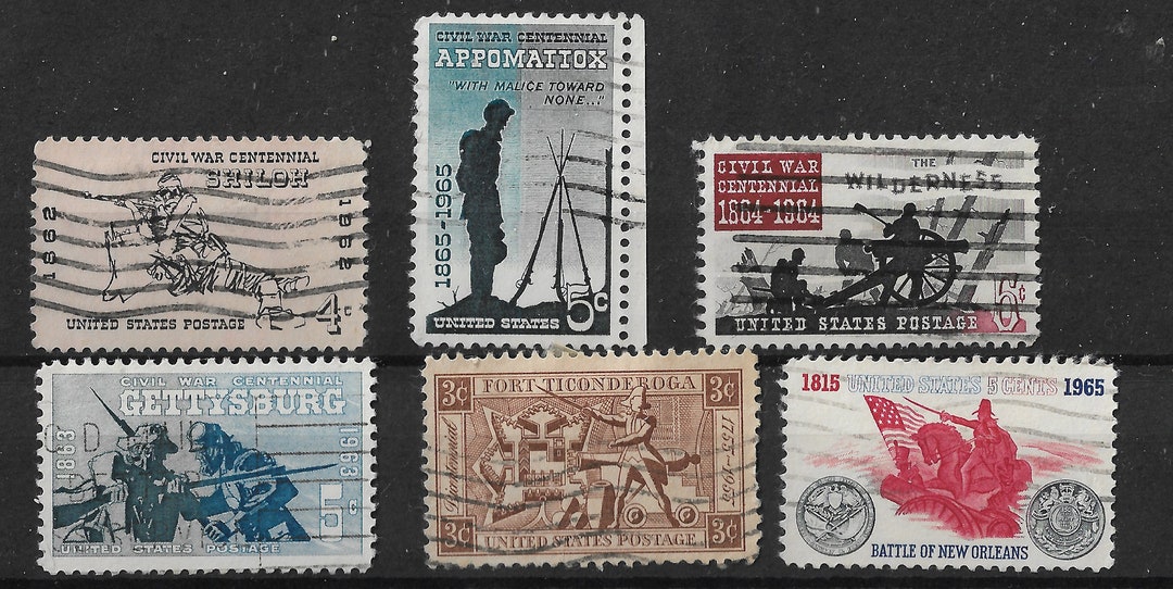 USA Stamps Featuring Battles X 6. 1960s Vintage American US Stamp ...