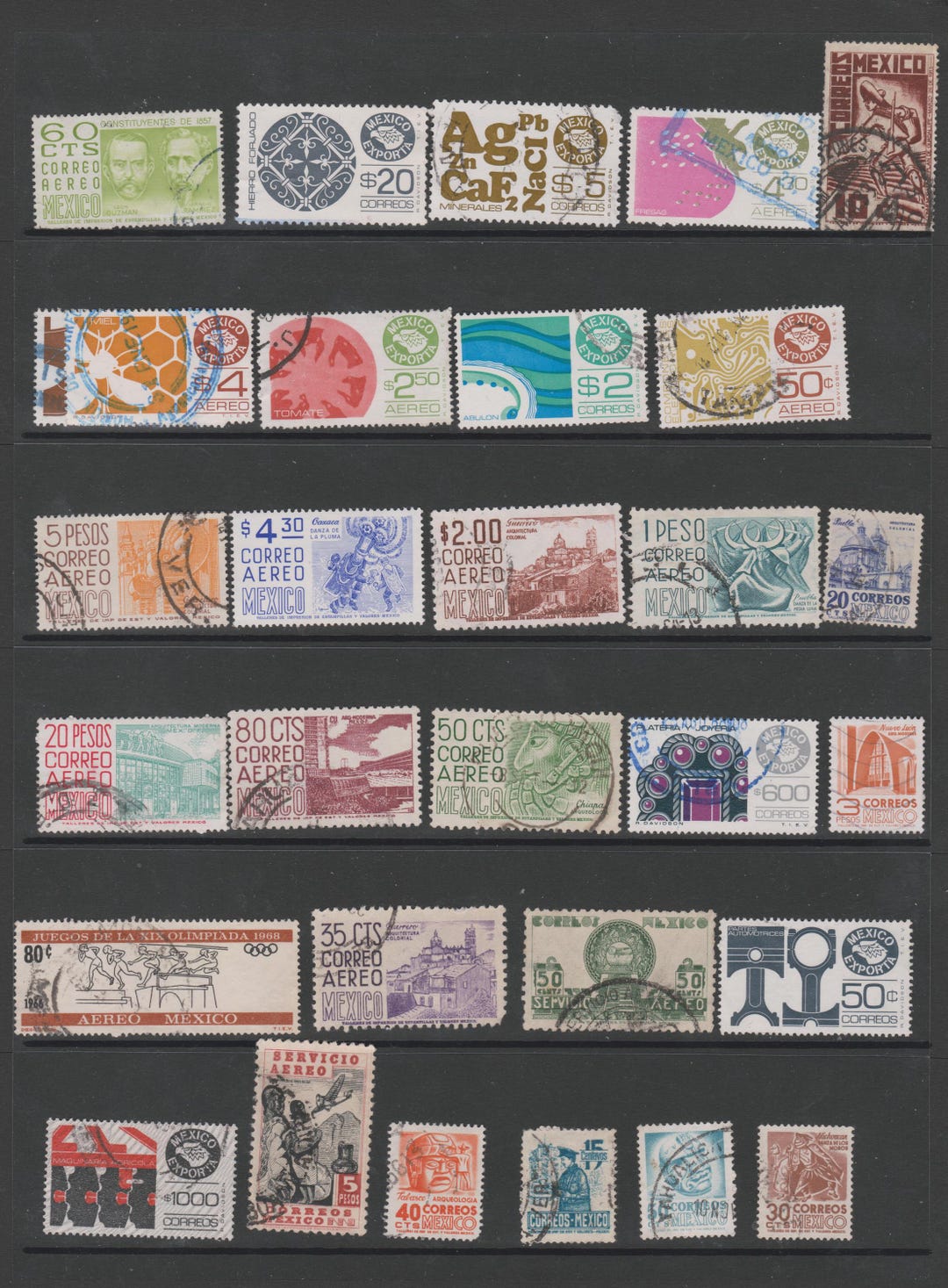 Mexico C. 1960s-80s Postage Stamps X 29. Vintage Mexican Stamp ...