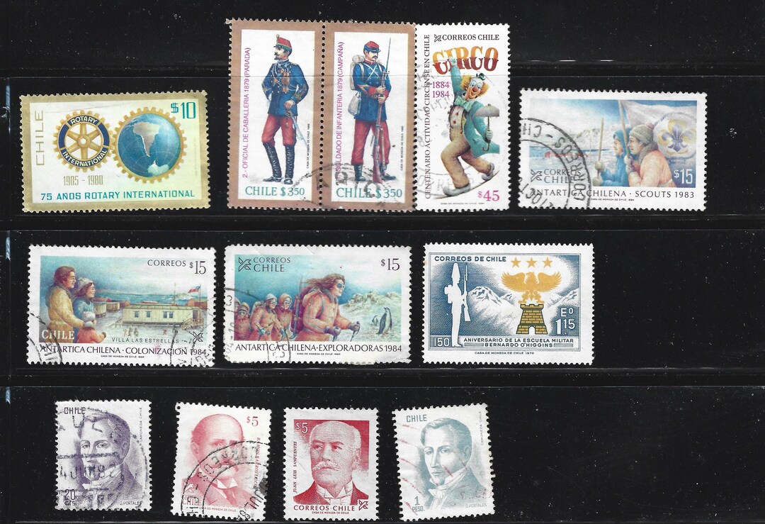 12 Chile Stamps (c. 1980s). Vintage Chilean Stamp. South American ...