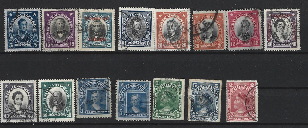 C. 1920s Chile Postage Stamps X 15. Vintage Chilean Stamp. South ...