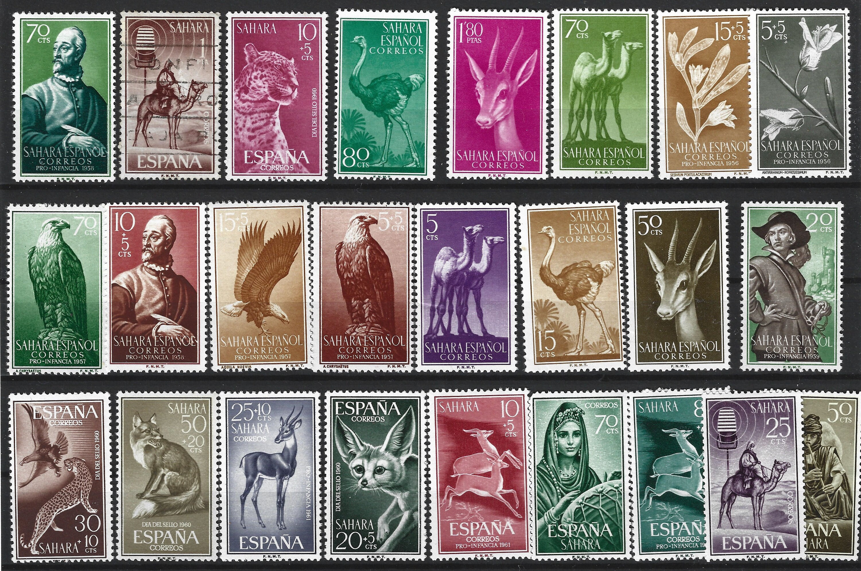 Spanish Sahara C.1950s-60s Postage Stamps X 25. Vintage Saharan Stamp ...