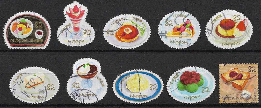 Sweets & Desserts Japan Postage Stamps X 10. Cute Japanese Stamp Set ...