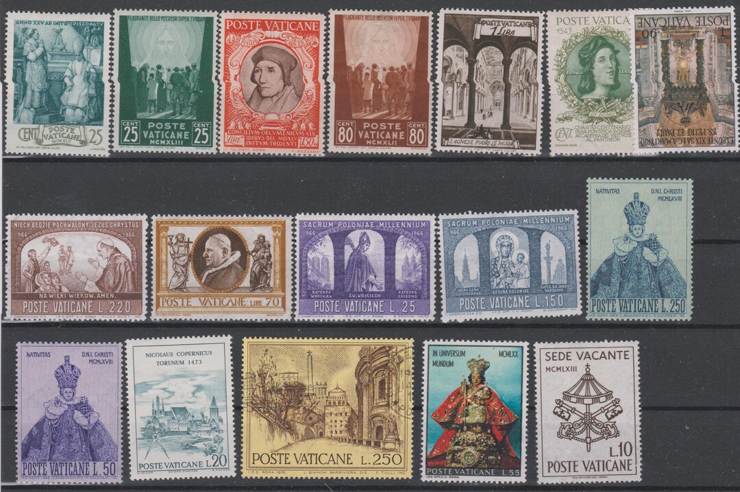 17x Vatican City Stamps. 1940s-50s Stamp Collection. Pope, Religion, Catholicism. Gift. - Etsy