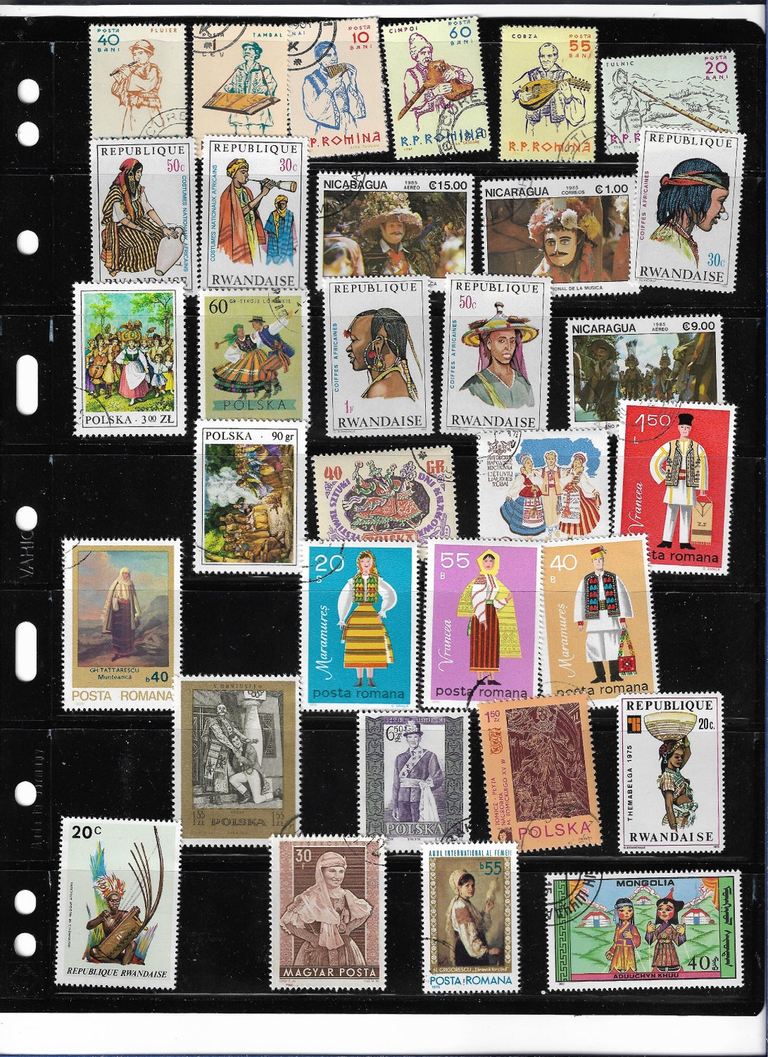 50 Worldwide Costume Postage Stamps. Stamp Collection. Traditional ...