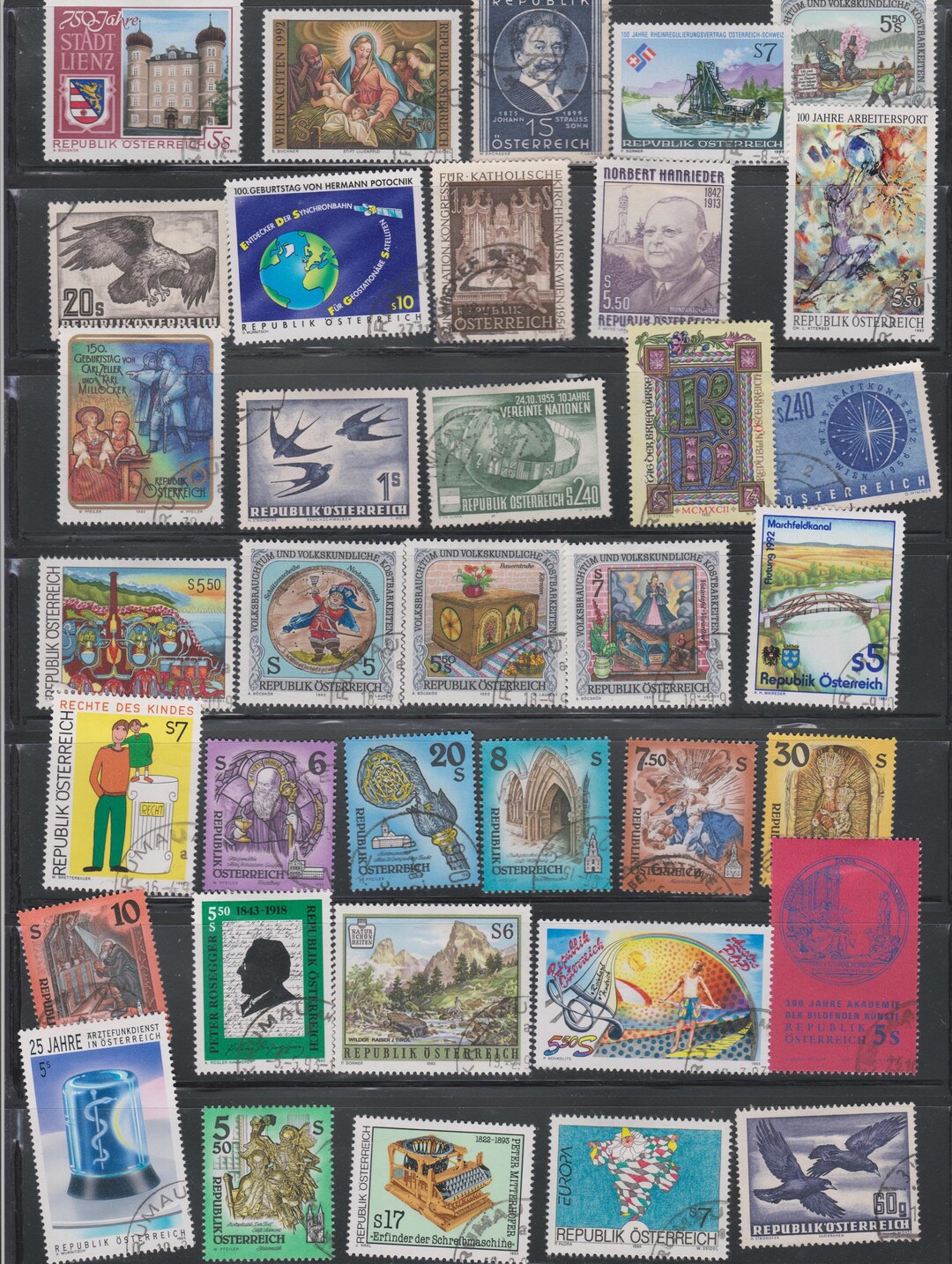 Austria 1950s-90s Postage Stamps X 68. Vintage Austrian Stamp ...