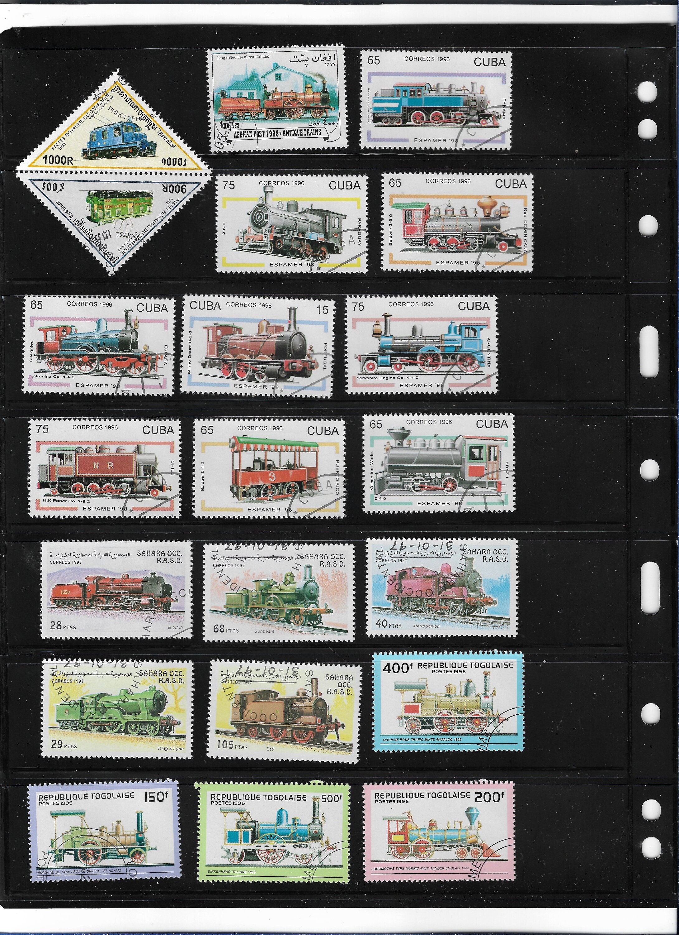 49 Worldwide Trains Postage Stamps. Stamp Collection. Railways ...