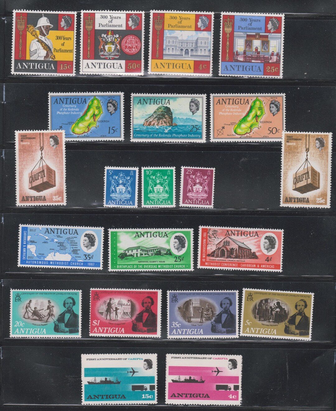 Antigua 1960s Postage Stamps X 35. Vintage Atiguan Stamp Collection ...