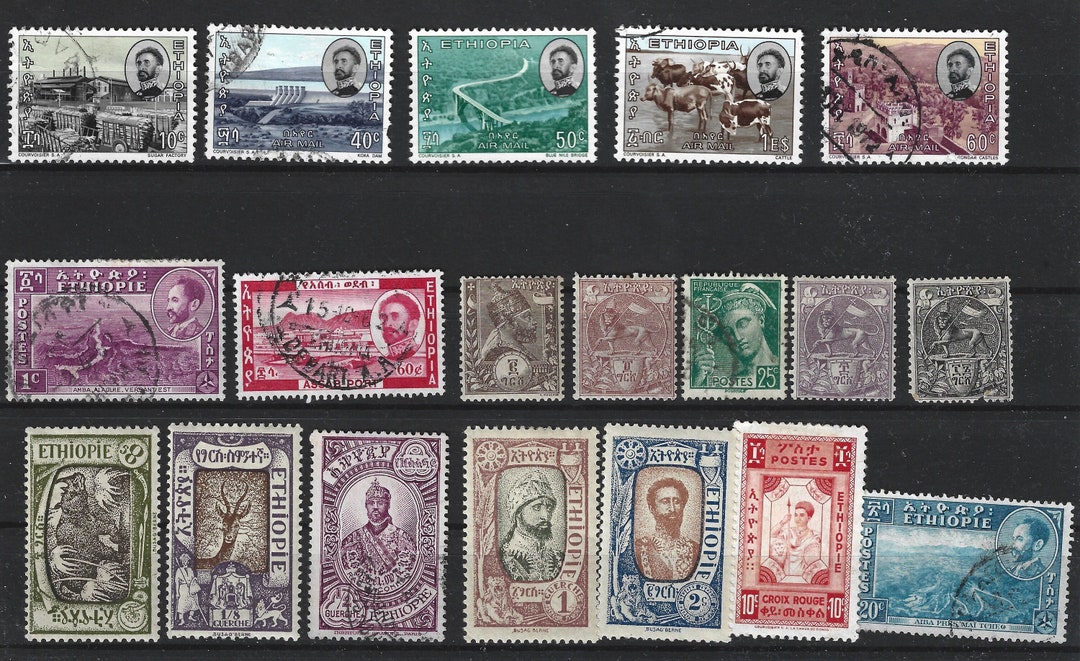 Ethiopia 1890s-1960s Postage Stamps X 19. Vintage Ethopian Stamp ...
