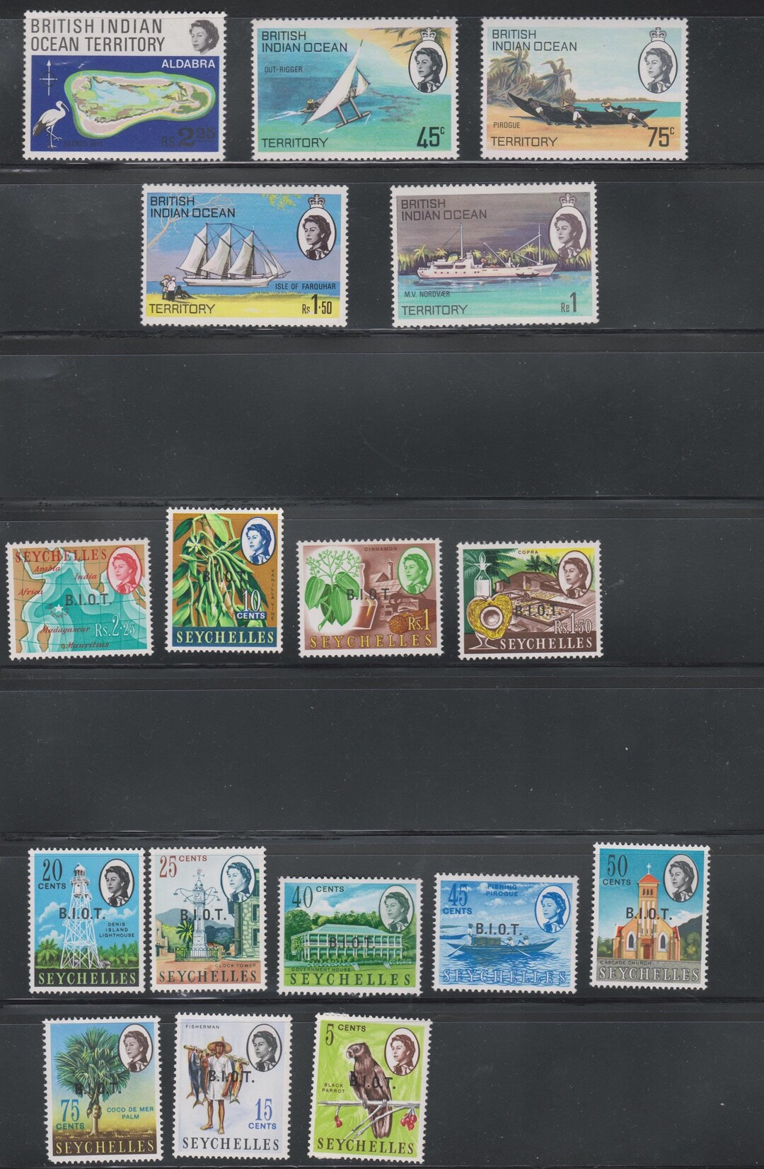 17 C. 1960s Seychelles Stamps. British Indian Ocean Territory. African ...