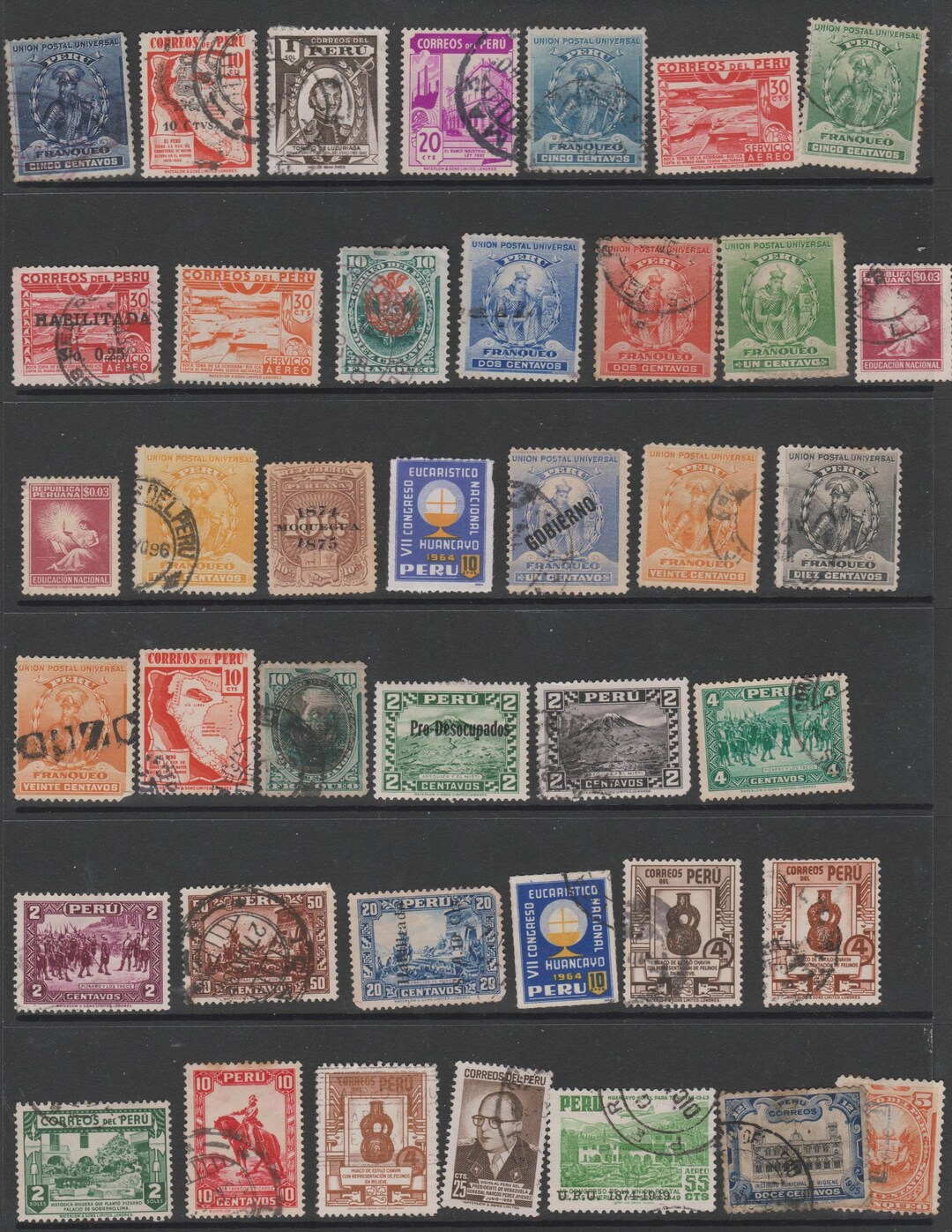 40 Older Peru Stamps (c. 1890s-50s). Vintage Peruvian Stamp Collection ...