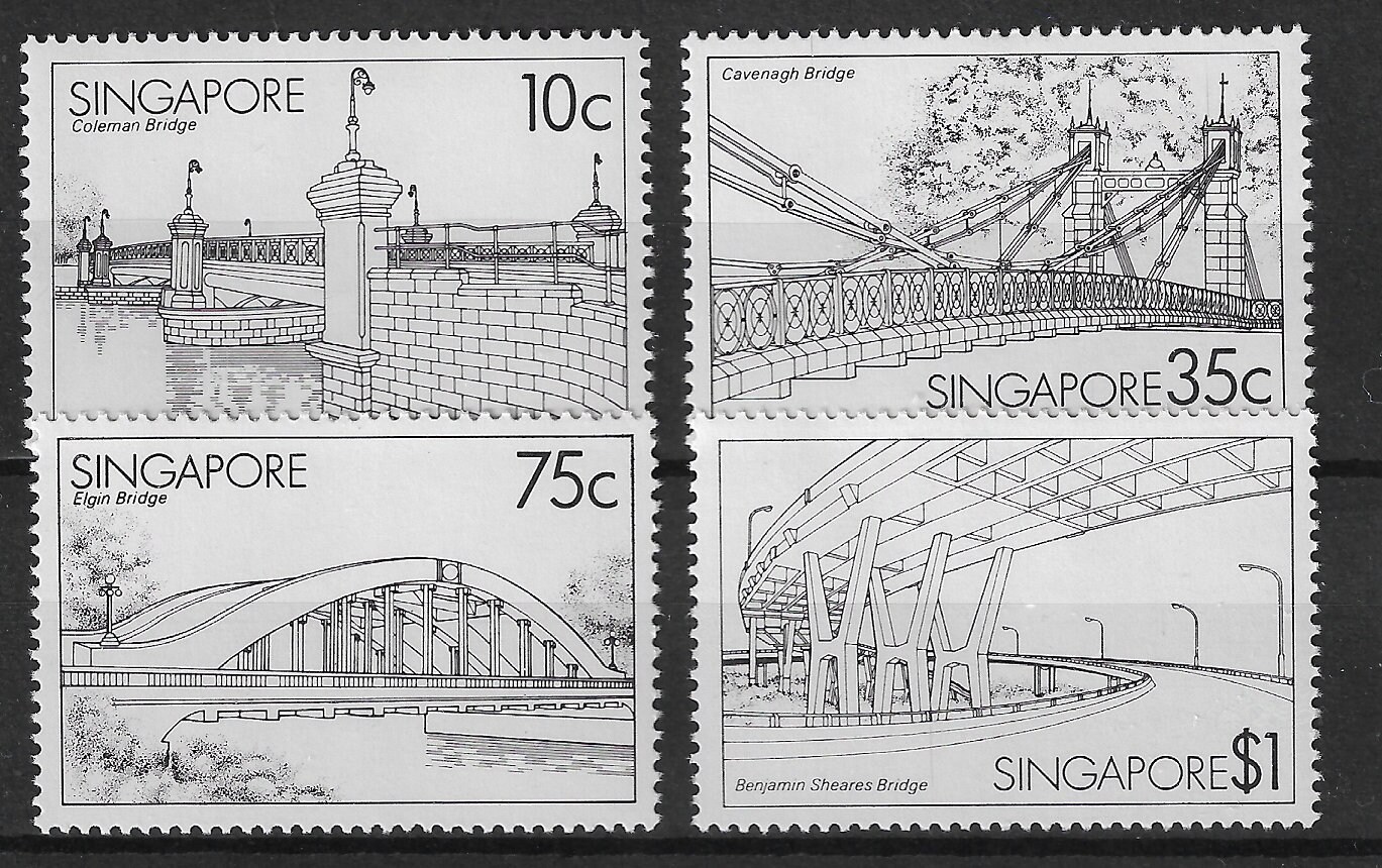 Bridges of Singapore Singaporean Postage Stamps X 4 1985 Vintage ...