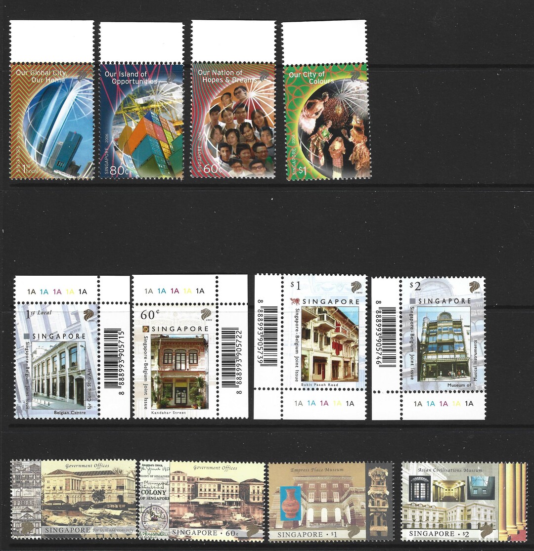 12 Singapore Architecture Stamps. Singaporean Stamp Collection - Etsy