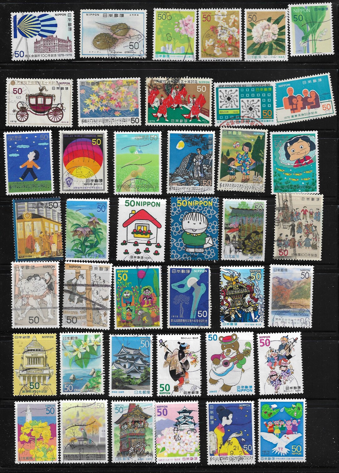 100+ Japan 50Y Stamp Collection. Vintage Japanese Postage Stamps From ...