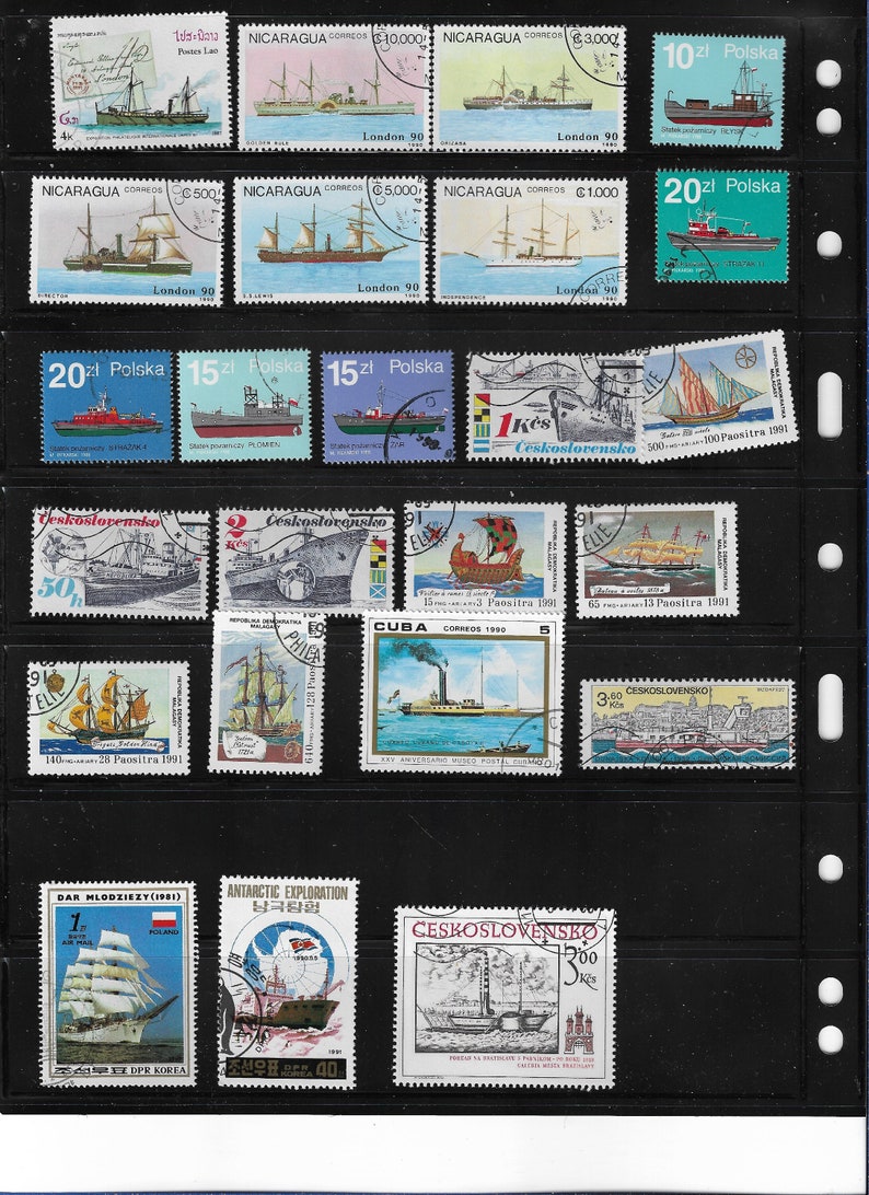 50 Worldwide Ships & Boats Postage Stamps. Stamp Collection. Boating ...