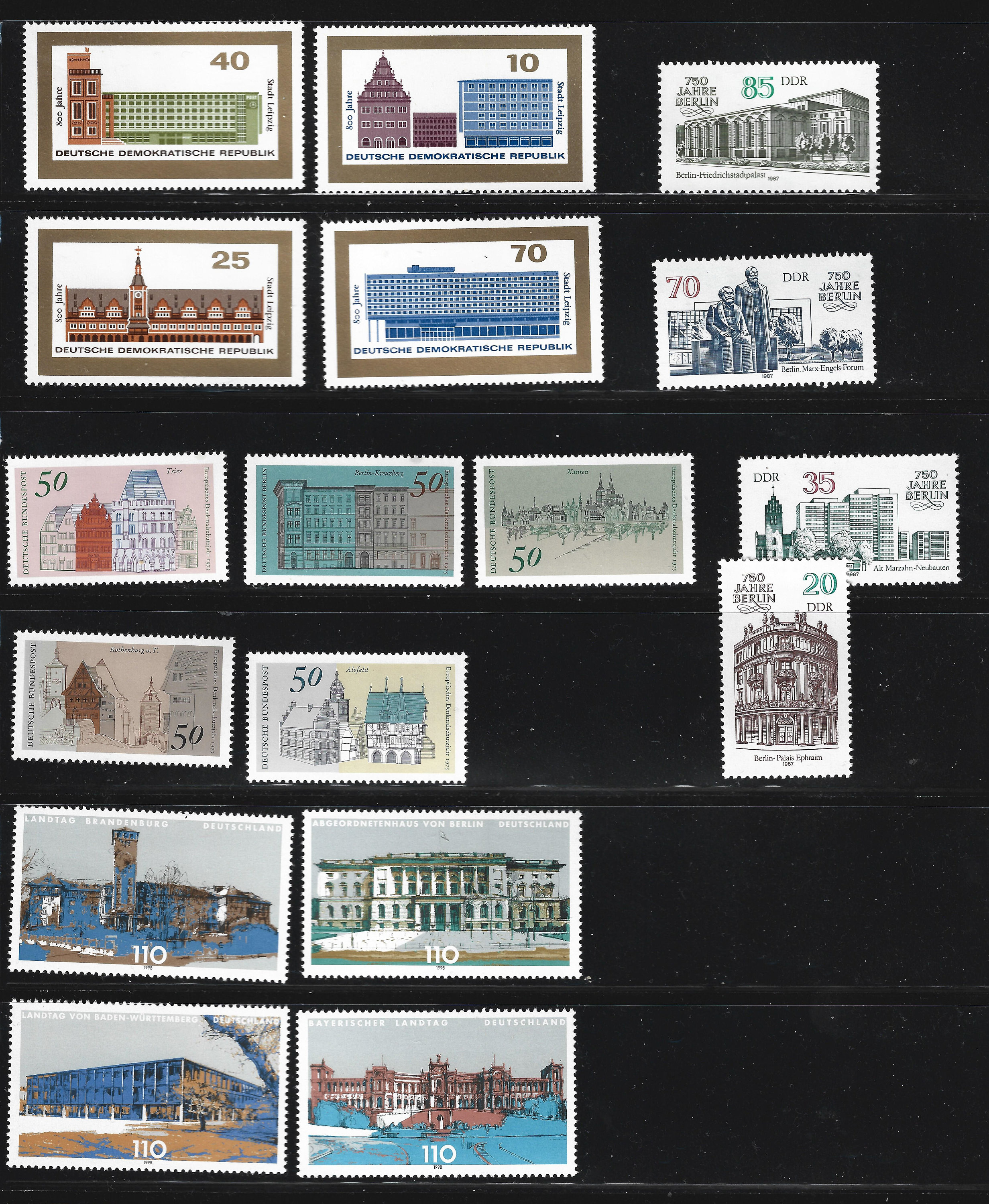 70+ German Architecture Stamps. Germany Stamp Collection. DDR ...