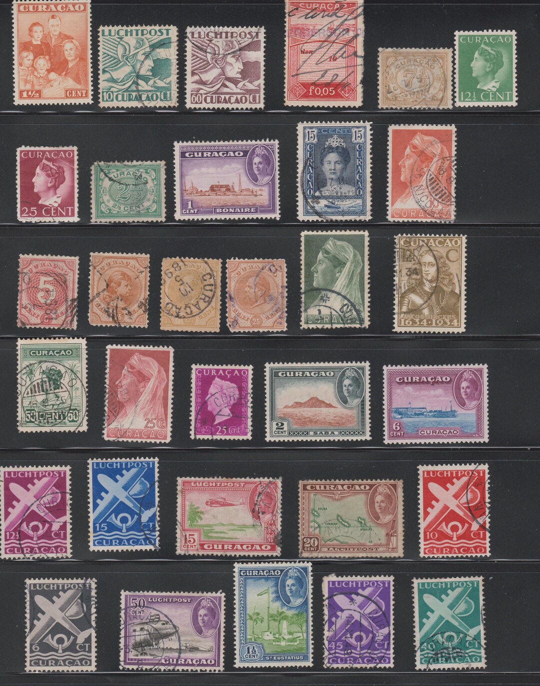 32x Curacao Postage Stamps From the 1930s-1960s. Vintage Dutch Colony ...