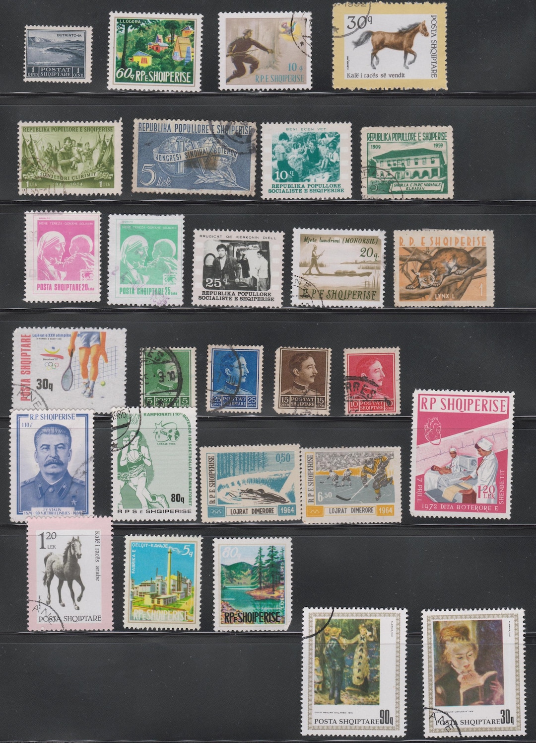 48x Albania Postage Stamps (1930s-1990s). Vintage Albanian Stamp ...