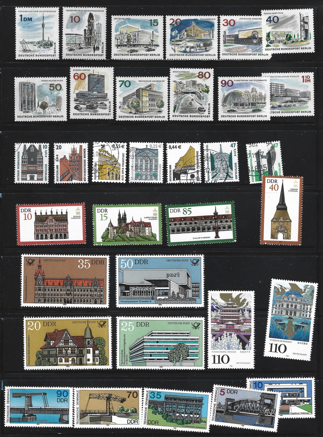 70+ German Architecture Stamps. Germany Stamp Collection. DDR ...
