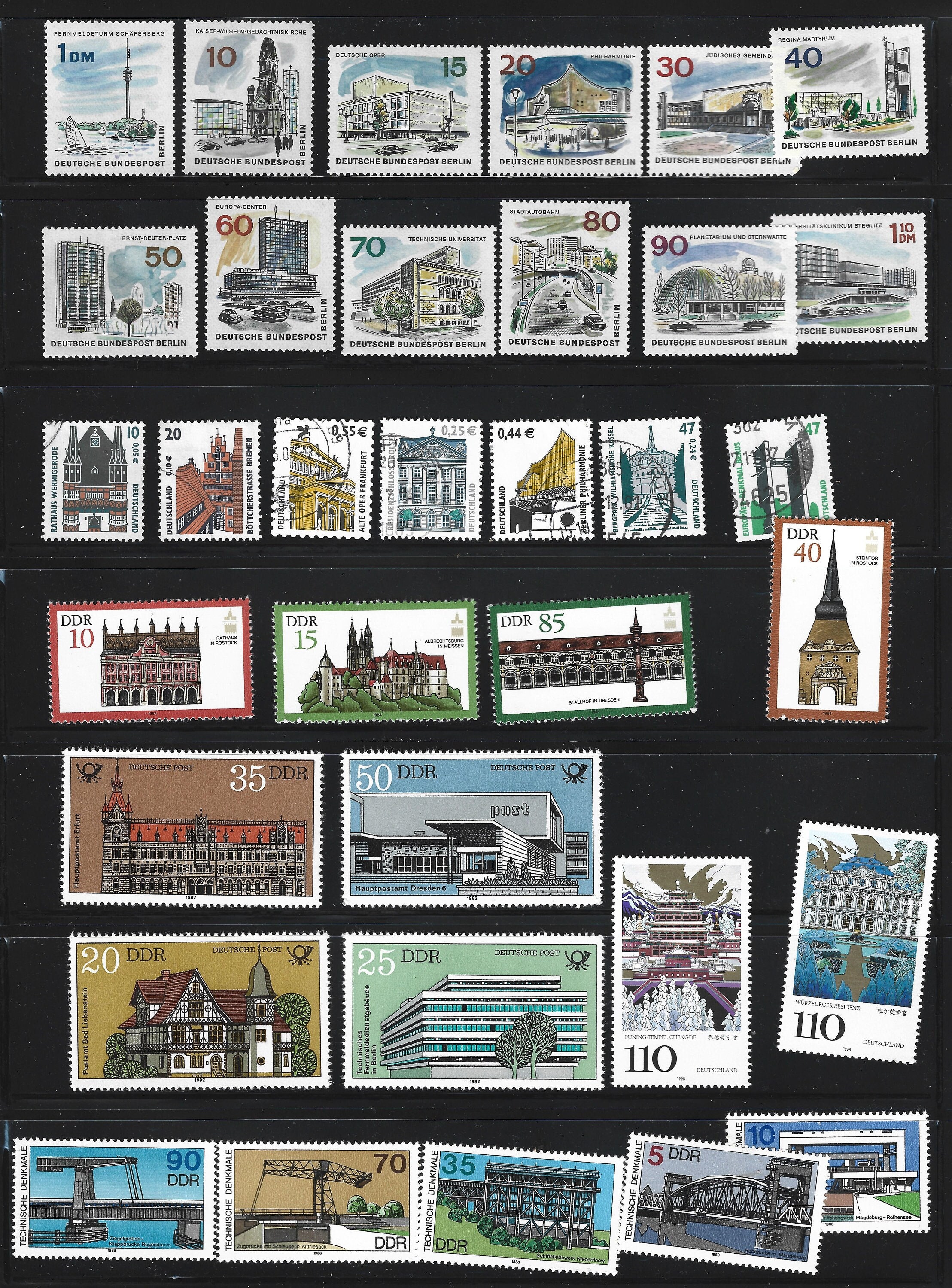 70+ German Architecture Stamps. Germany Stamp Collection. DDR ...