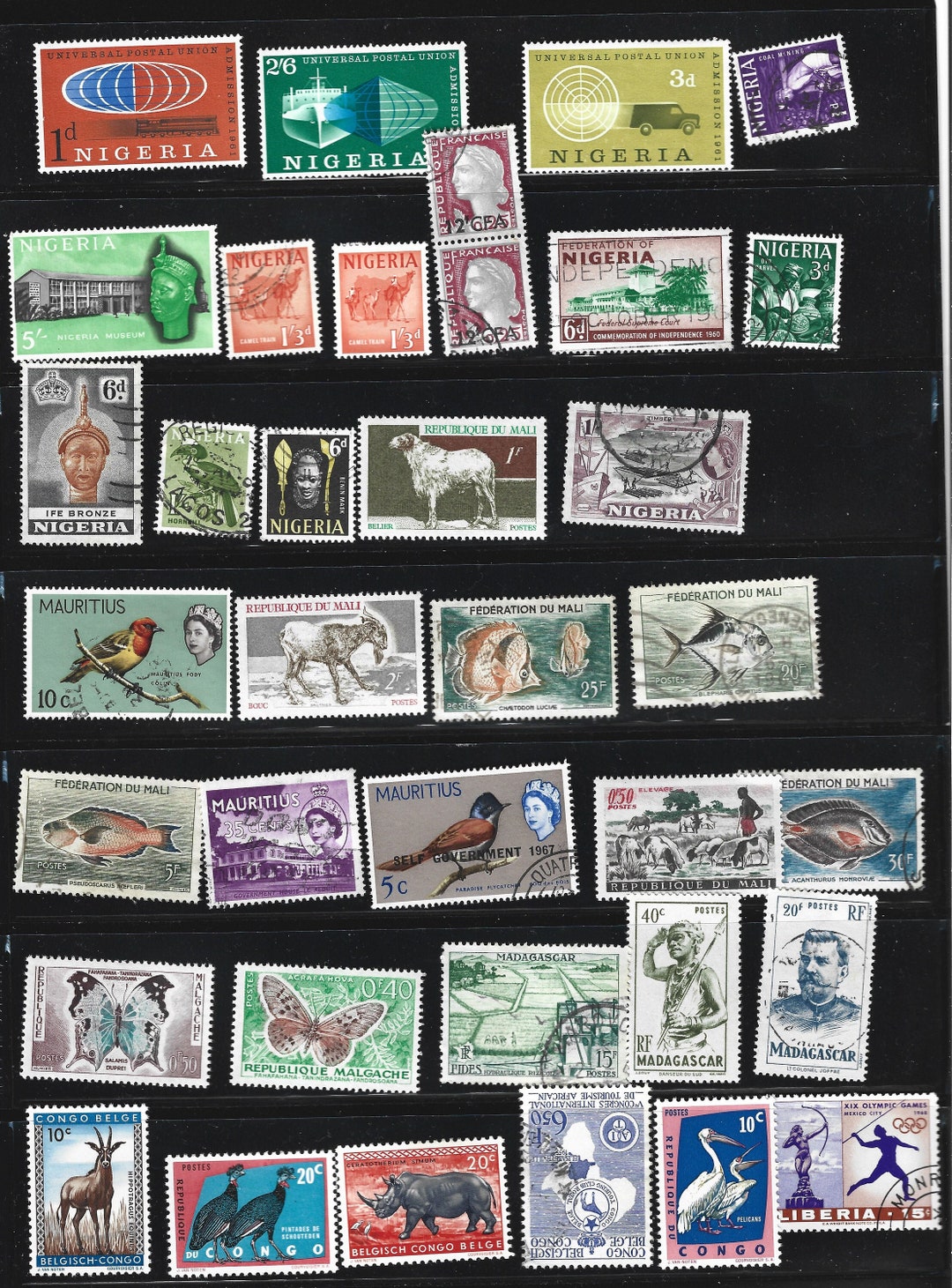 120+ Africa Stamp Collection. Assortment of Stamps (1920s-80s). Vintage ...