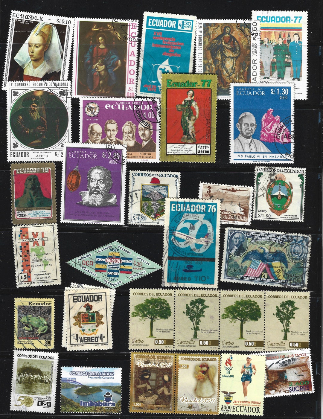 80+ Ecuador Stamps (c. 1960s-90s). Vintage Ecuadorian Stamp Collection ...