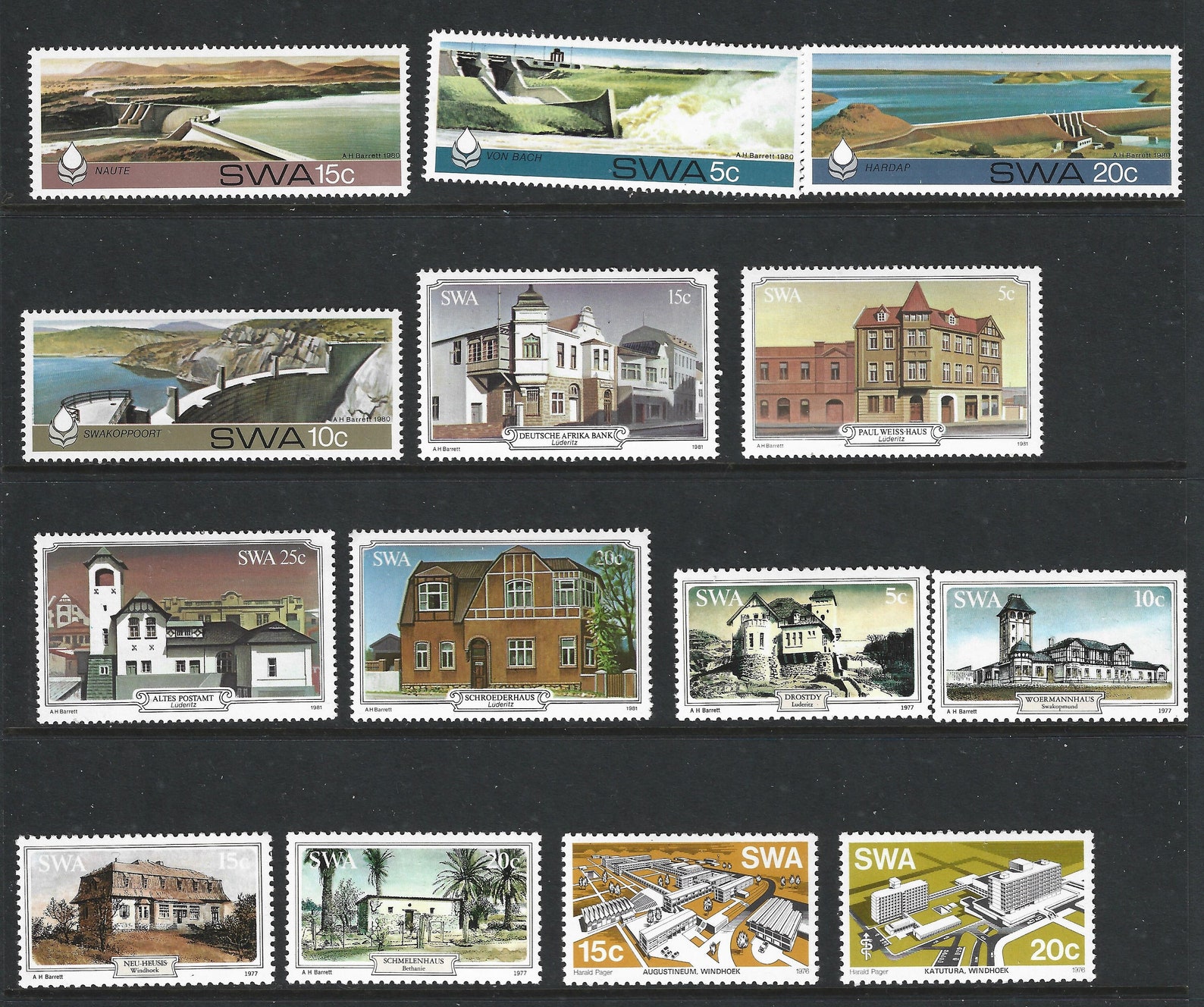 14 South West Africa Architecture Stamps. South African Stamp ...