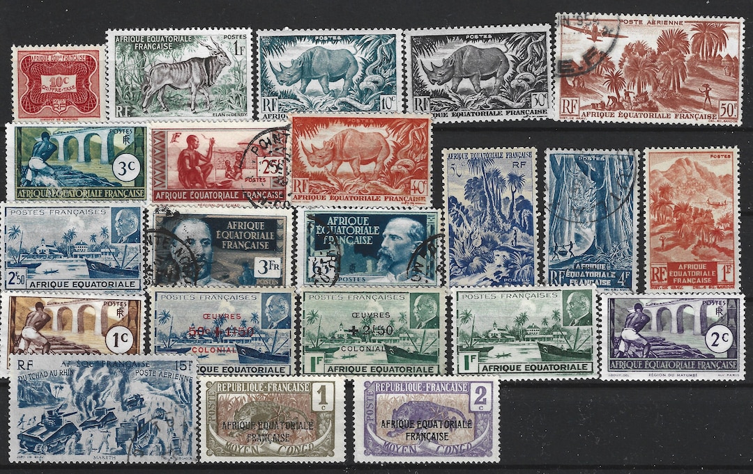 31 French Equatorial Africa Stamps. African Stamp Collection (c. 1920s ...
