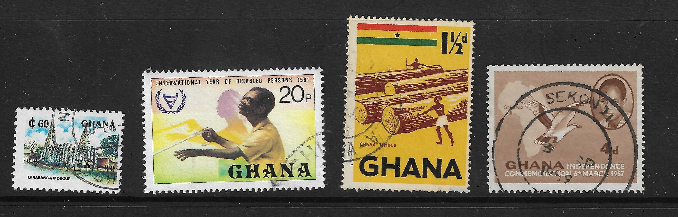 65 Ghana Stamp Collection. Assortment of Used Commemorative Stamps ...