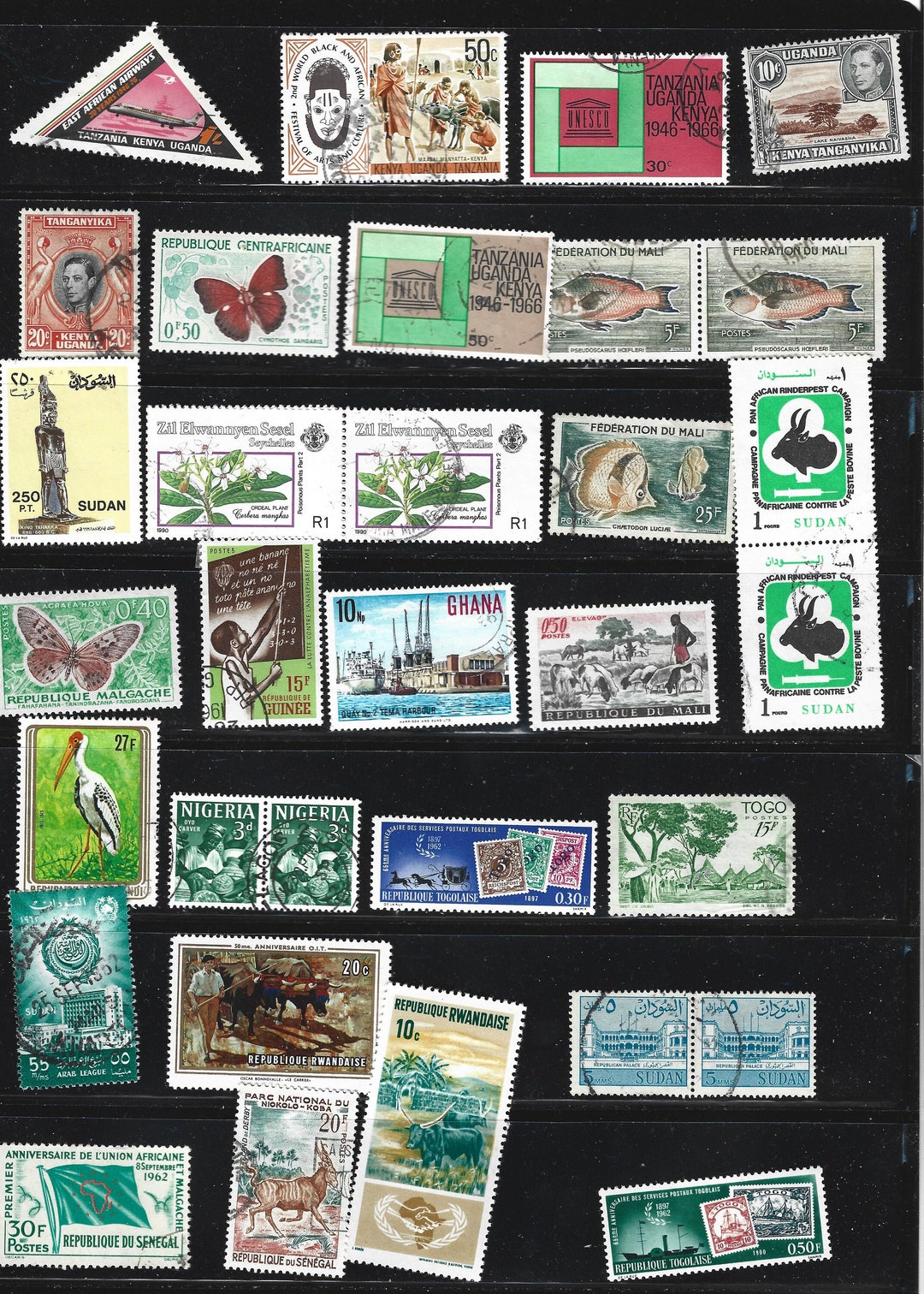 110+ Africa Stamp Collection. Assortment of Stamps (1920s-80s). Vintage ...
