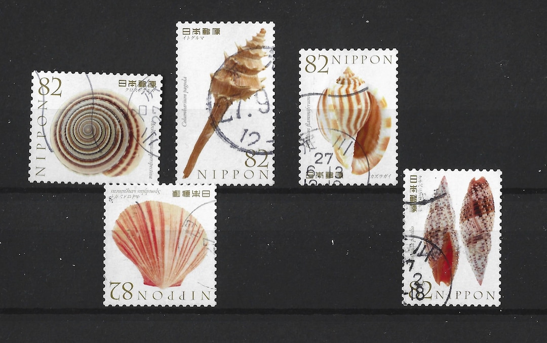 Japan Sea Shell Stamps X 5. Japanese Postage Stamp Selection. Shells ...