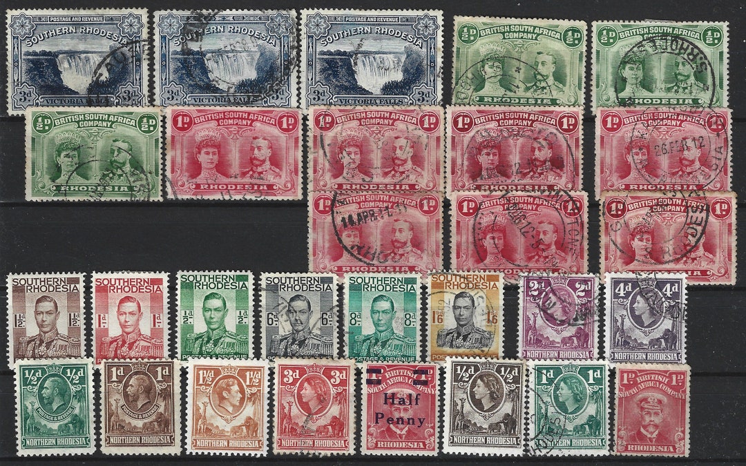 Southern & Northern Rhodesia 1910s-50s Postage Stamps X 29. Vintage ...