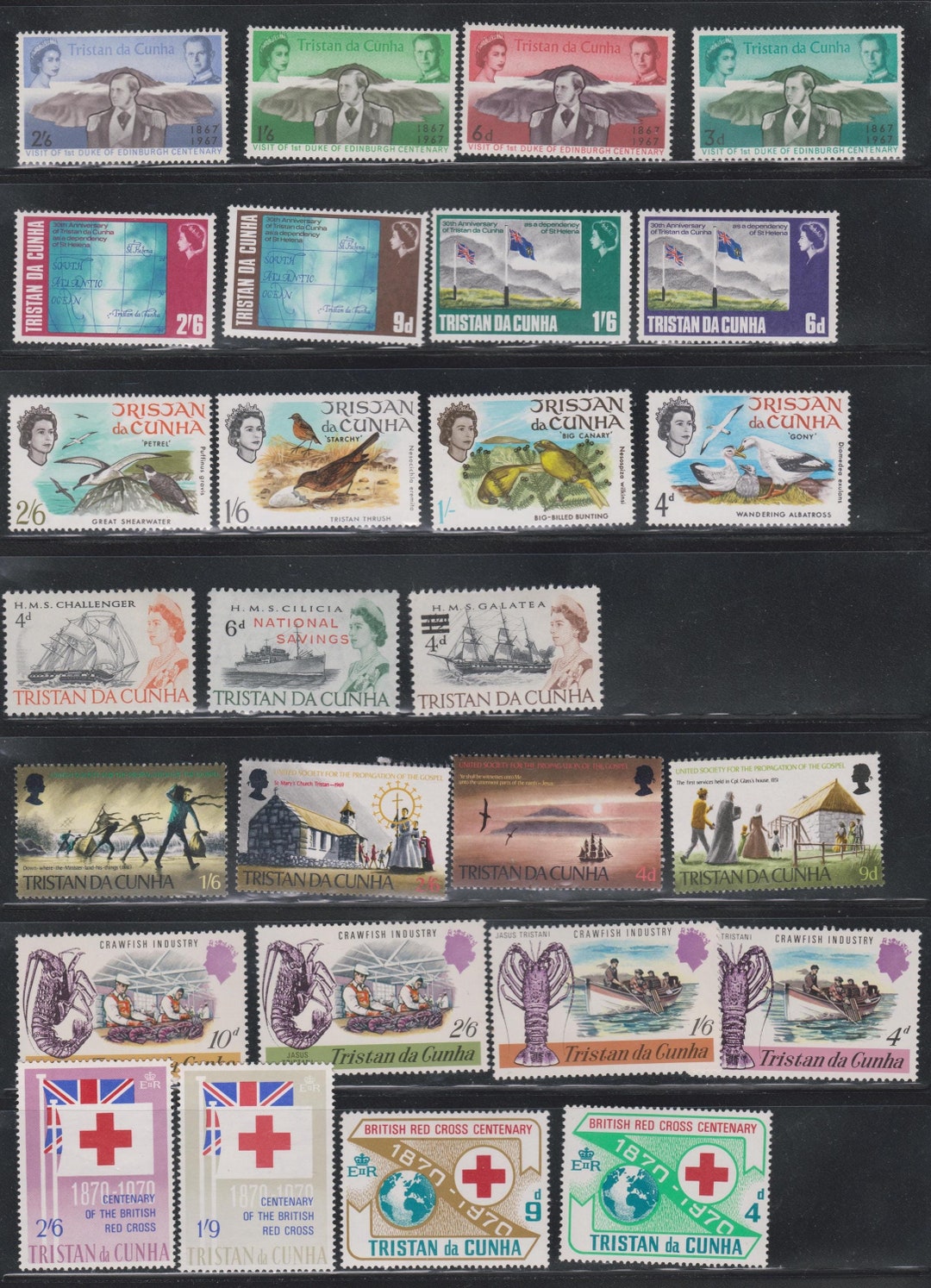 28 Tristan Da Cunha Stamps. British Commonwealth Stamp Collection (c ...