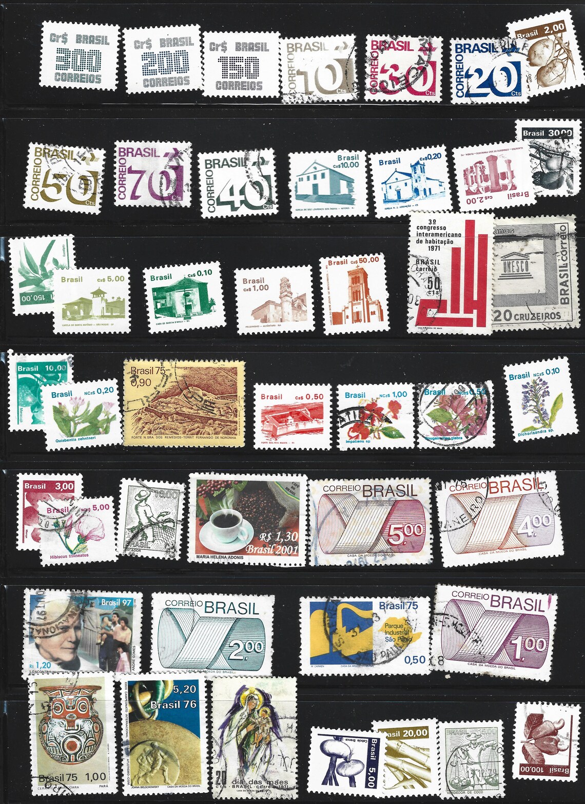 110 Brazil Stamps 1950s-90s. Vintage Brazilian Stamp. South American ...