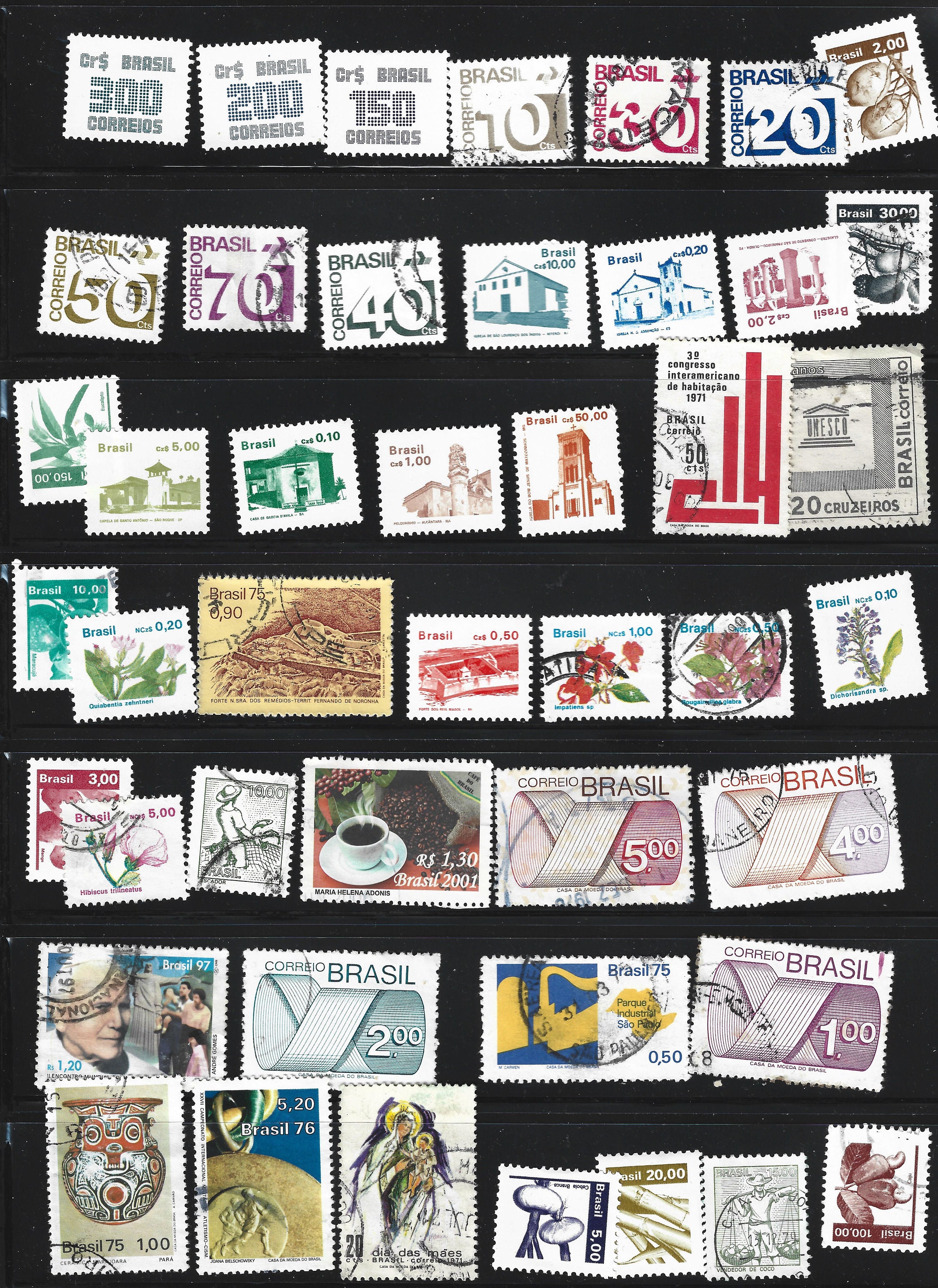 110 Brazil Stamps 1950s-90s. Vintage Brazilian Stamp. South American ...