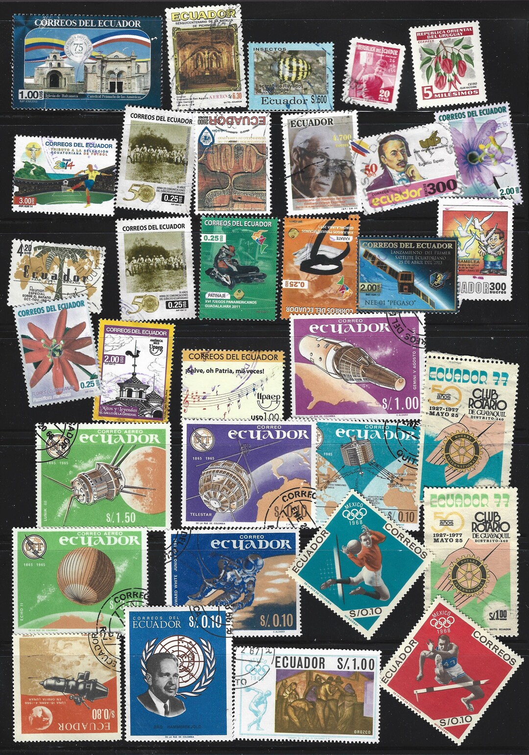 80 Ecuador Stamps c. 1960s-90s. Vintage Ecuadorian Stamp Collection ...
