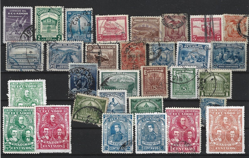 Ecuador 1890s-1930s Postage Stamps X 30. Vintage Ecuadoran Stamp Set ...