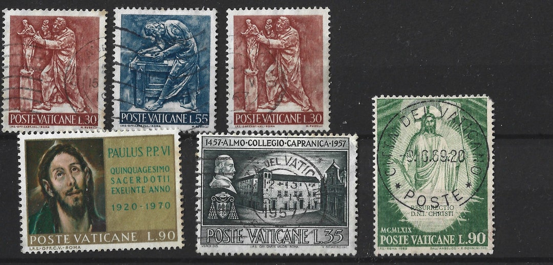 6 Vatican City Stamps. 1950s/60s Stamp Collection. Pope, Religion, Catholicism. - Etsy