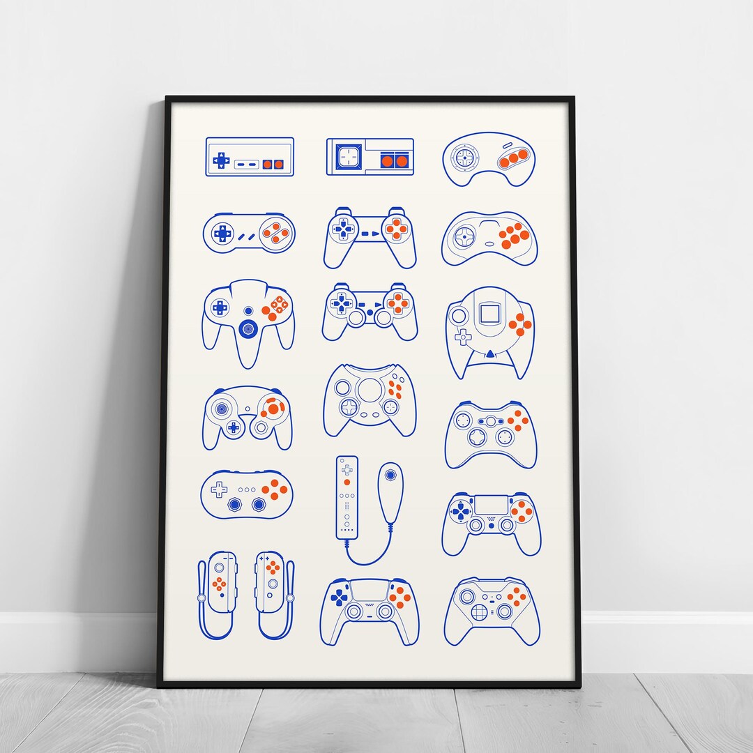 Evolution of the Video Game Controller Poster - Ideal Gift for a Gamer ...