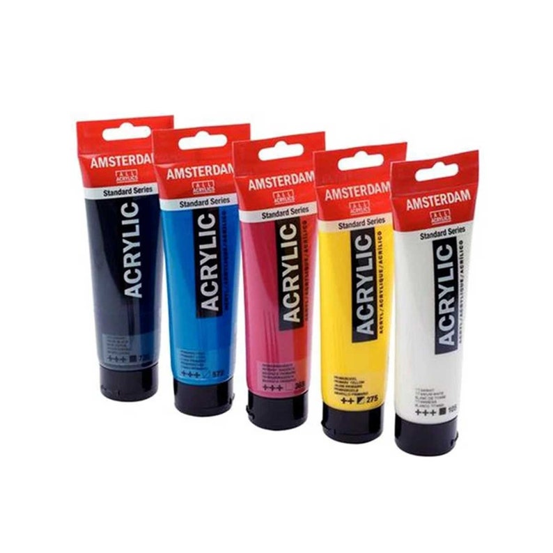 Amsterdam Acrylic Paint Set - 5 Basic Colours - 120ml Tubes - Etsy