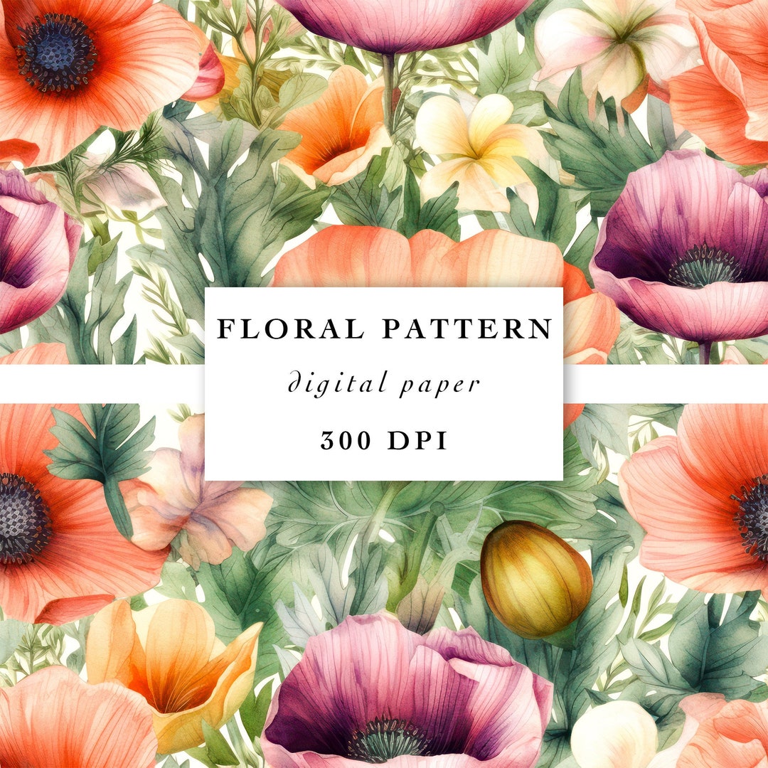 Watercolor-painted Flower Patterns - Etsy